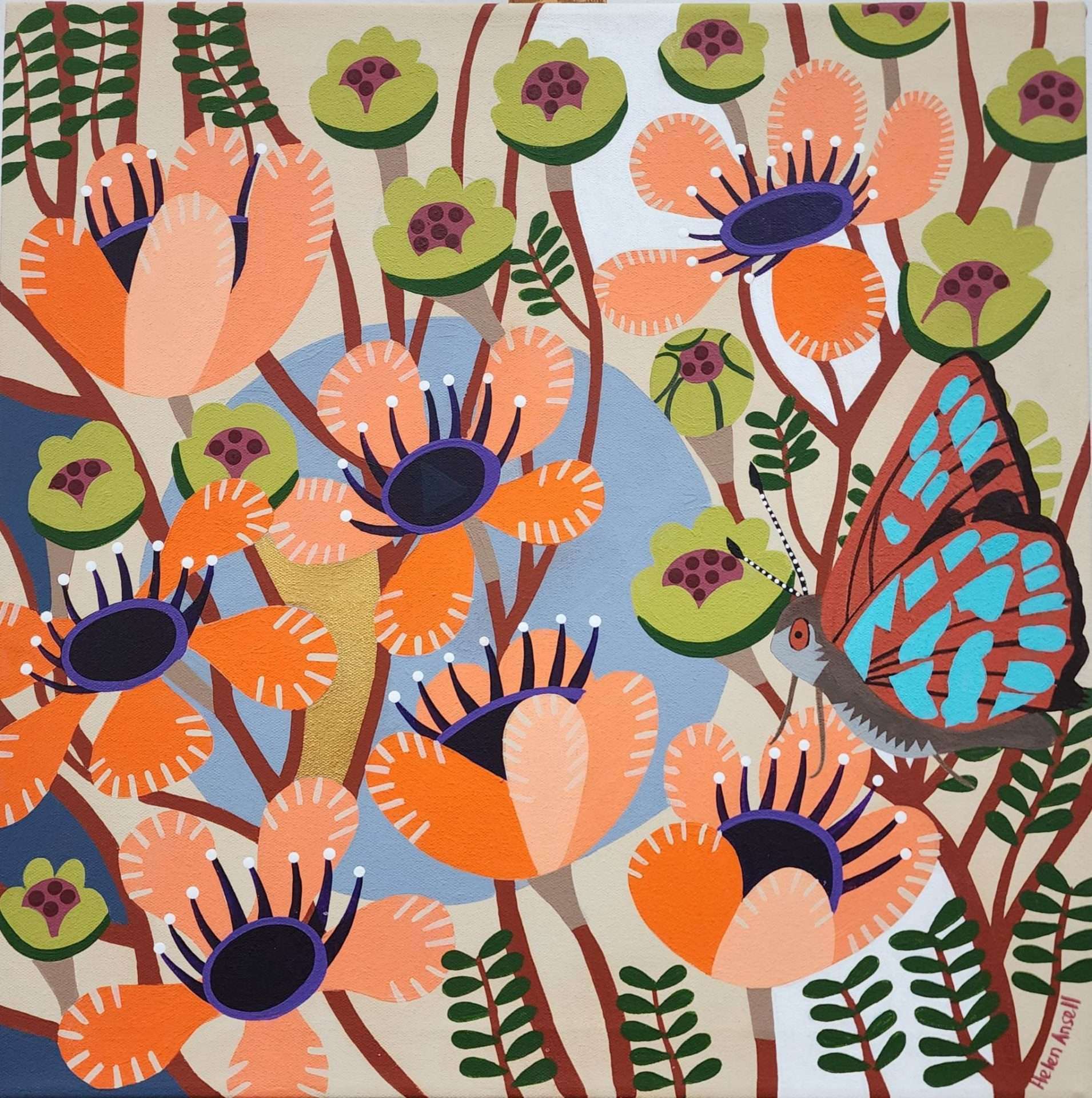 Turquoise Jewel among the Copper Cups - Original Painting - Helen ...