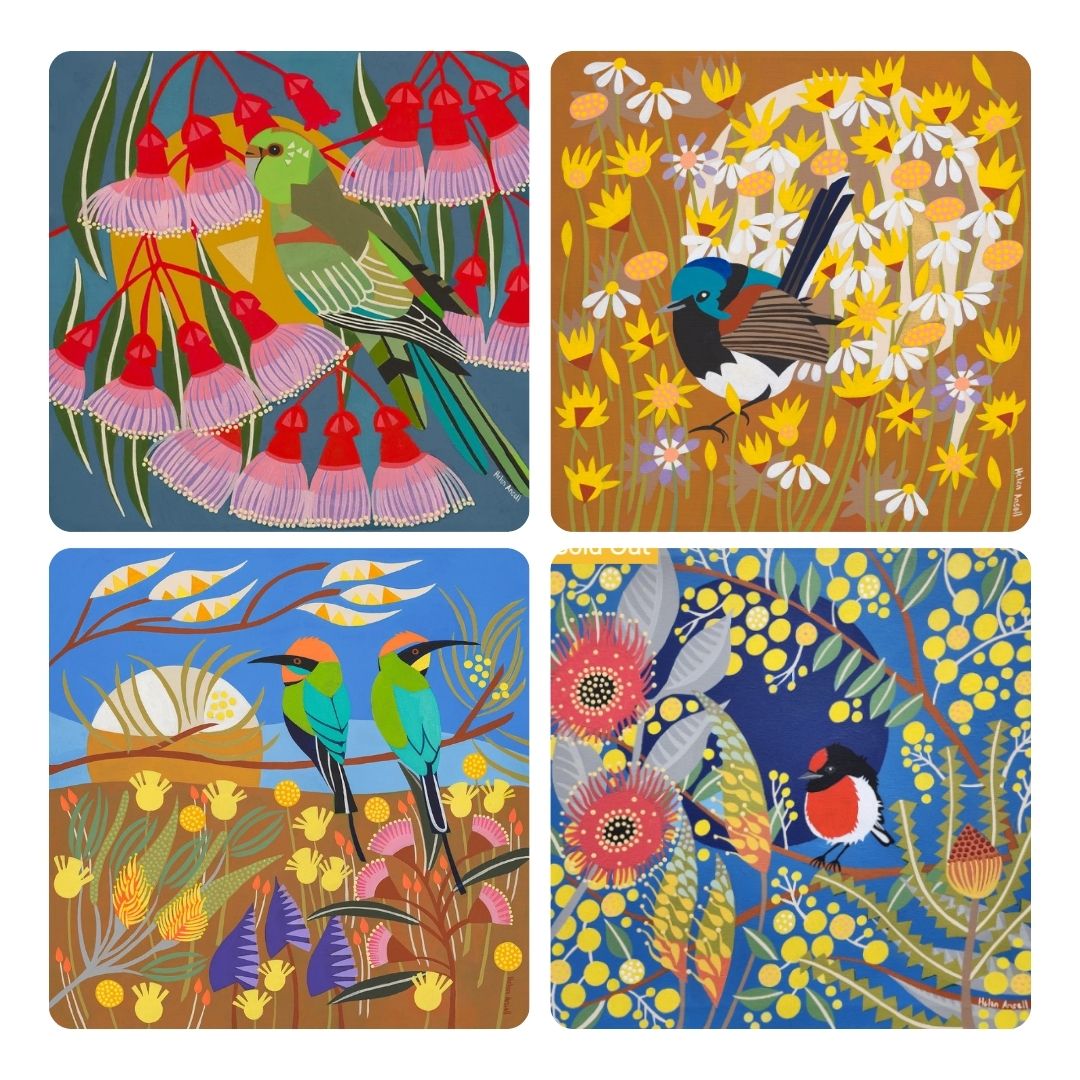 Helen Ansell Coasters - Set of 4 - Made in Australia