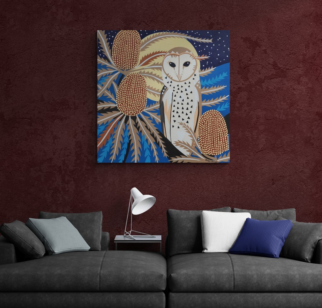 Australian Barn Owl - Square Canvas Print - Helen Ansell Art